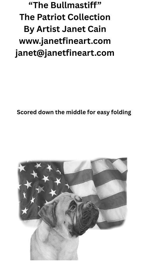 "Bullmastiff (Patriotic)" MINATURES & NOTE CARDS – Janet Fine Art